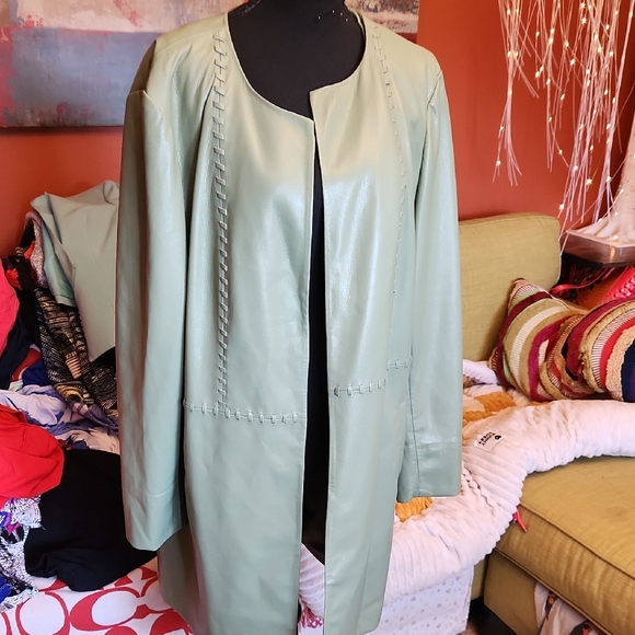 Chico's | Jackets & Coats | Chicos Light Green Leather Jacket | Poshmark